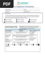 Food Service Performance Evaluation Form | PDF | Kitchen | Foods