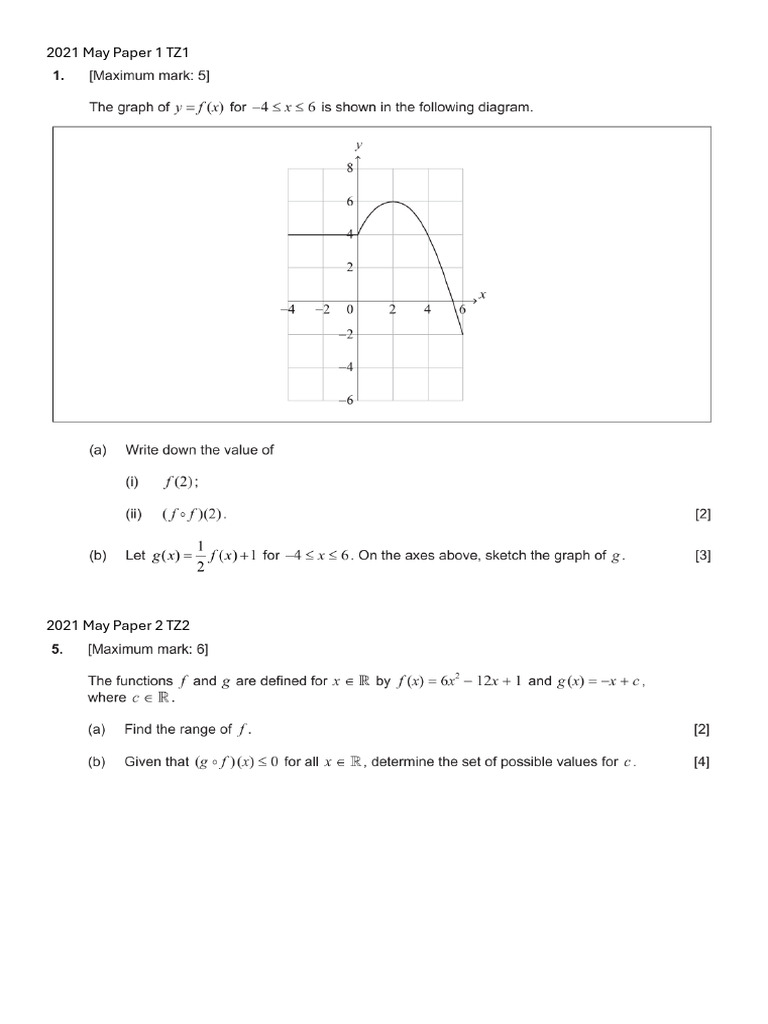 IB Paper - Functions and Transformations | PDF