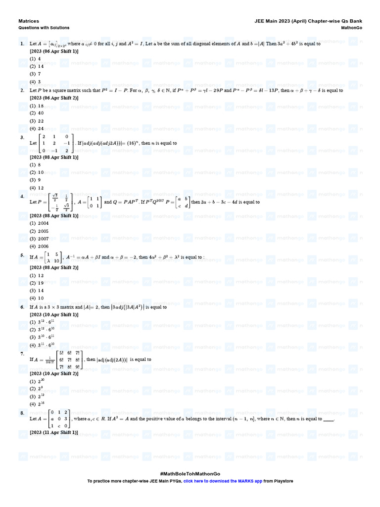 IIT Matrices | PDF | Matrix (Mathematics) | Operator Theory