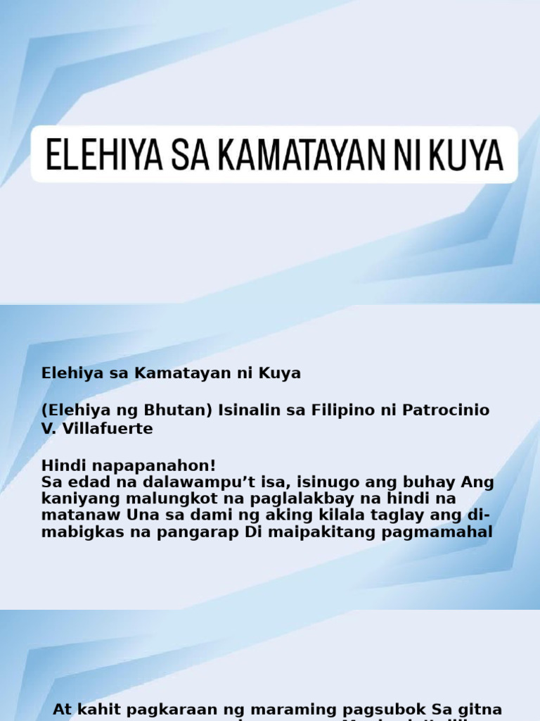 Elehiya Sa Kamatayan Ni Kuya | PDF