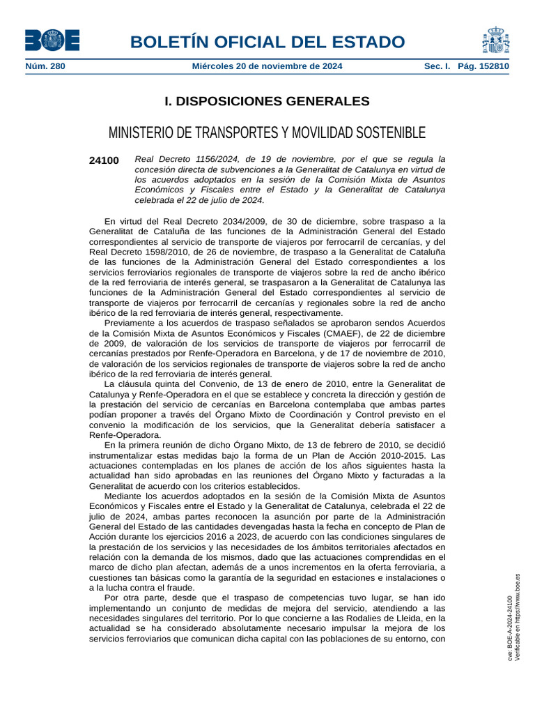 Disposición 24100 Del BOE Núm. 280 de 2024 | PDF | Otorgar dinero ... Disposición 24100 Del BOE Núm. 280 de 2024 | PDF | Otorgar dinero ...
