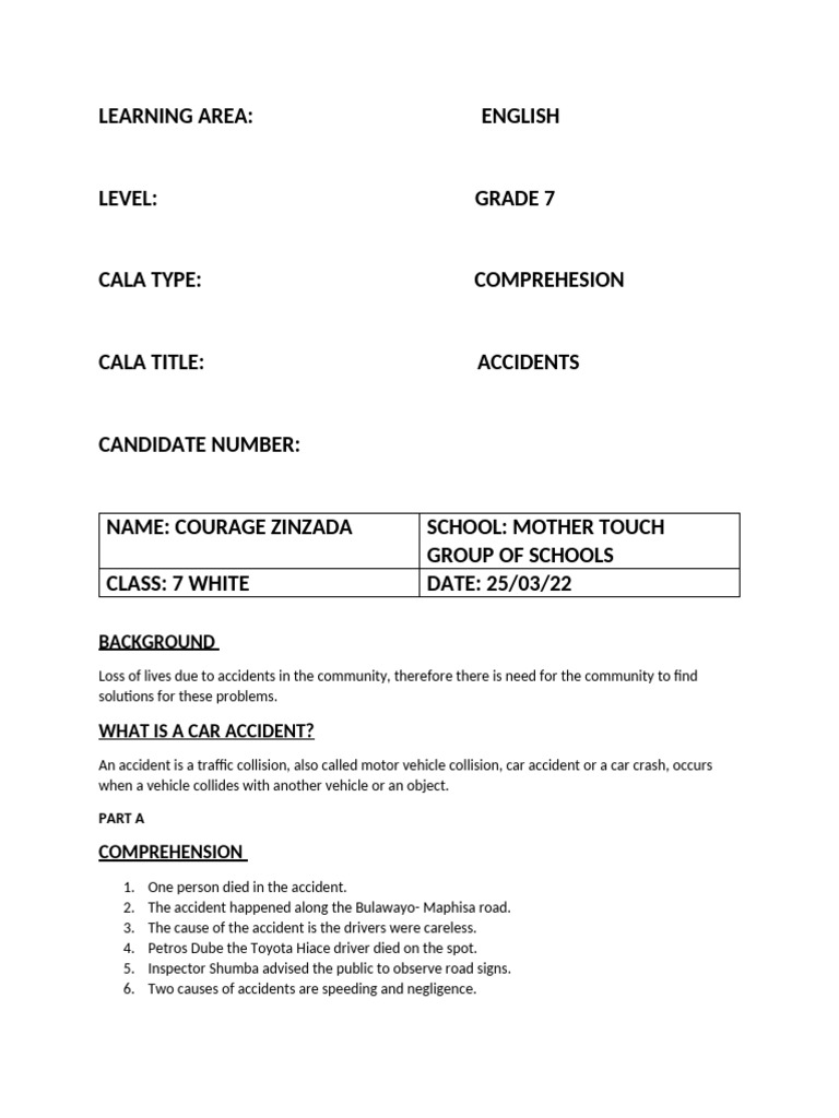 Understanding Car Accidents and Safety | PDF | Driving | Traffic Collision