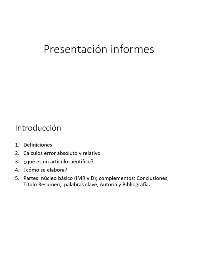 2a - Sesión - Revisión Presentación Informes | PDF | Medición | Teoría de la medida