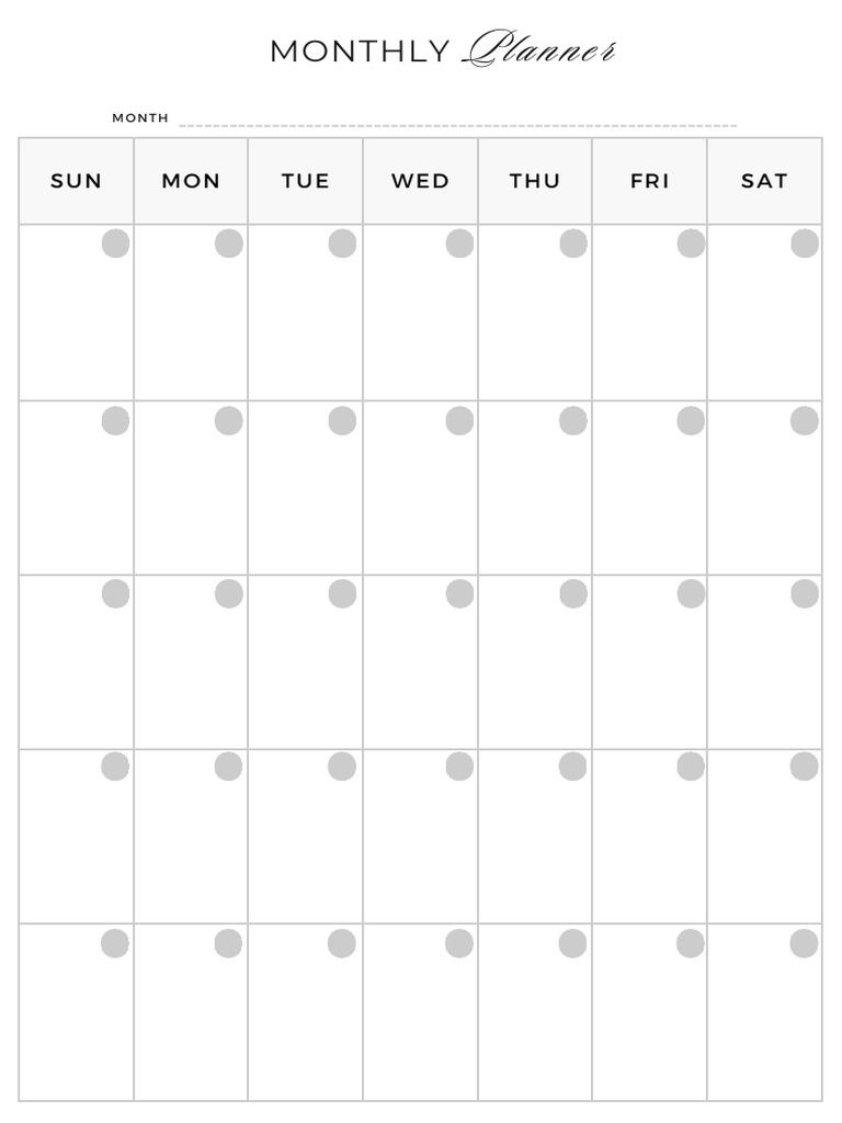 White Grey Minimalist Modern Calendar Monthly Planner | PDF