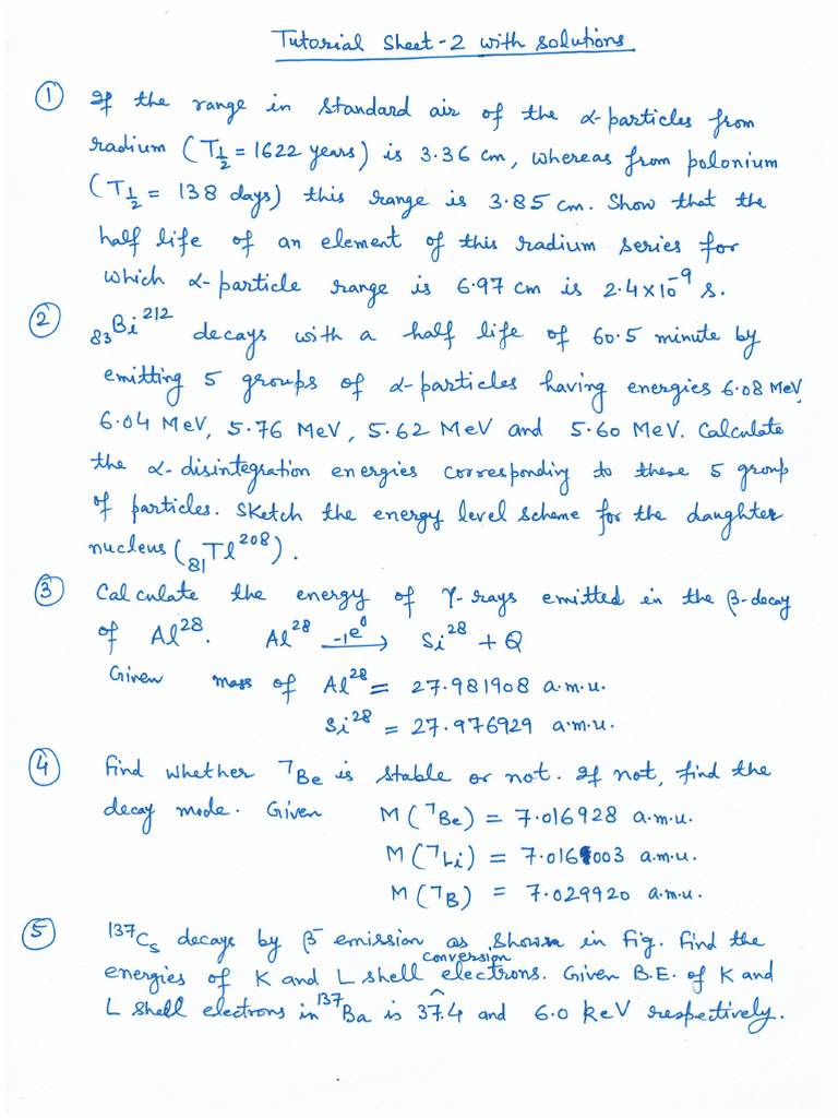 Tutorial Sheet 3 With Solutions | PDF