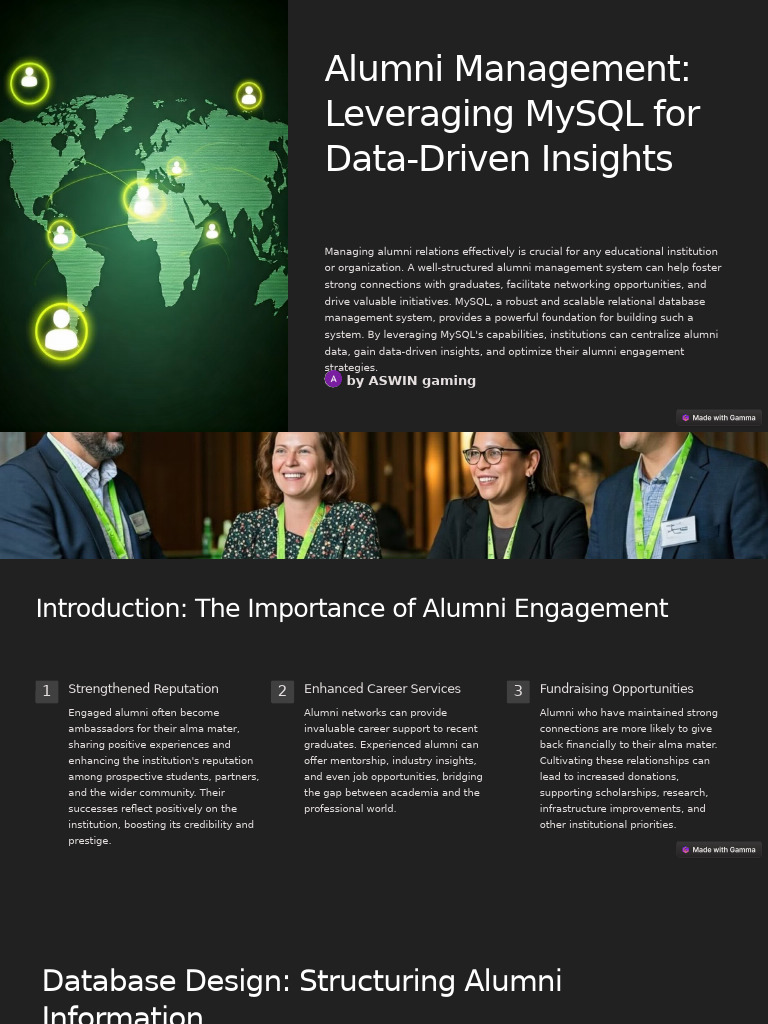 Alumni Management Leveraging MySQL For Data Driven Insights | PDF | Databases | Data