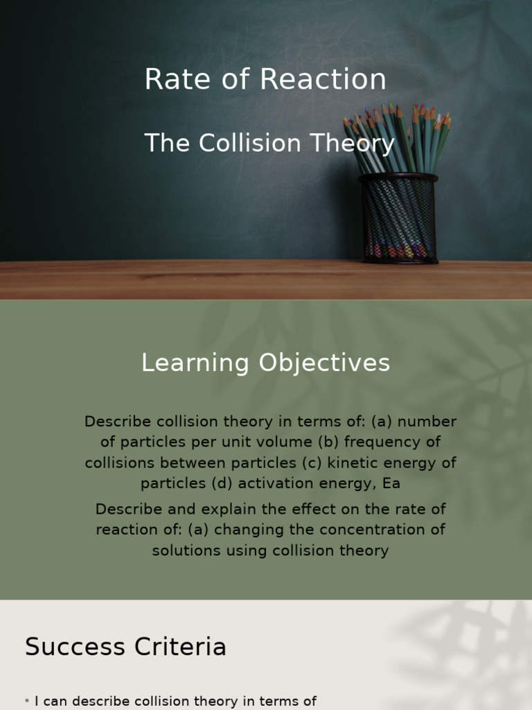 Rate of Reaction - Collision Theory | PDF | Reaction Rate | Chemical ...