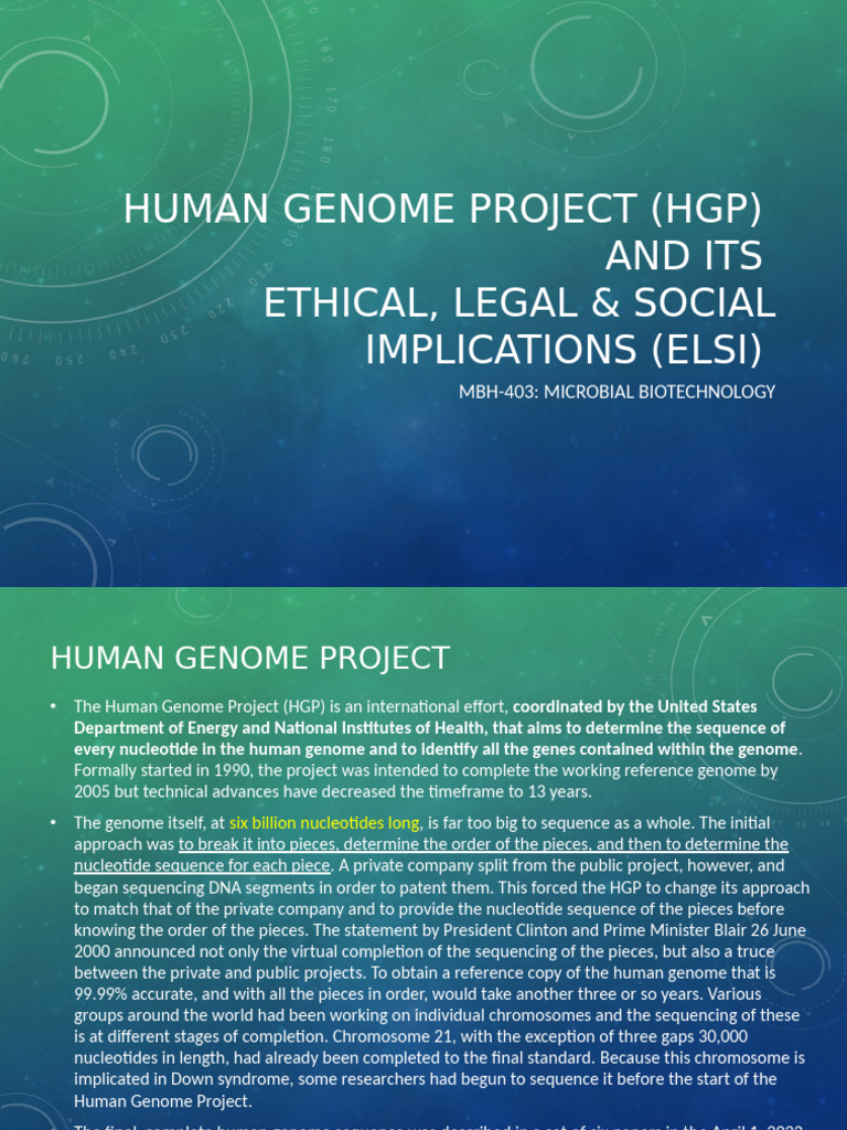 Hgp and Elsi | PDF | Human Genome | Dna Sequencing