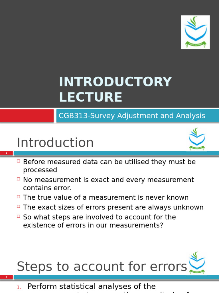 Lecture1-Introduction To Survey Adjustment | PDF | Confidence Interval ...