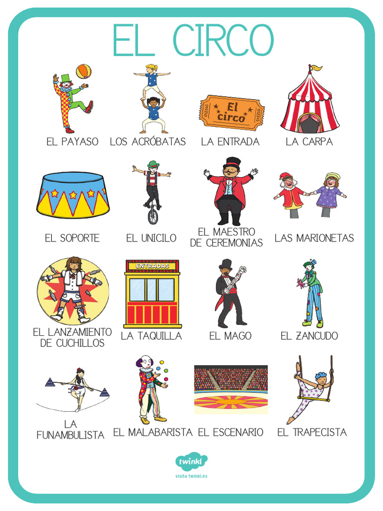 Póster de Vocabulario Del Circo | PDF | Arte | Libros para adolescentes