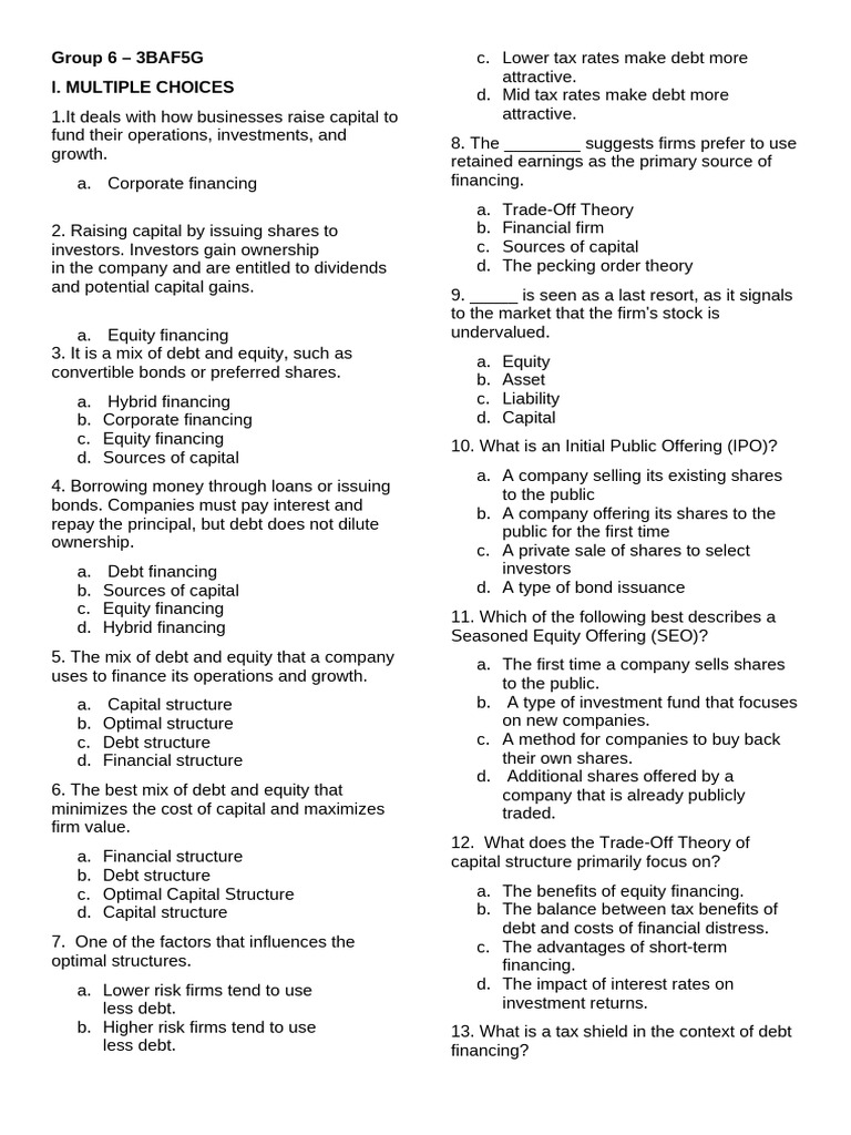 Group6 3baf5g | PDF | Capital Structure | Stocks