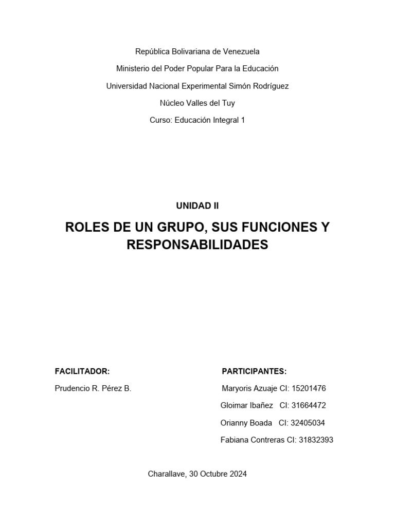 Roles de Un Grupo... | PDF | Liderazgo | Aprendizaje