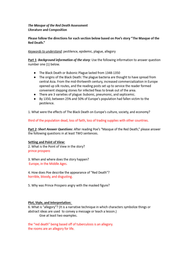 "Masque of the Red Death Analysis" | PDF | Black Death | Plague (Disease)