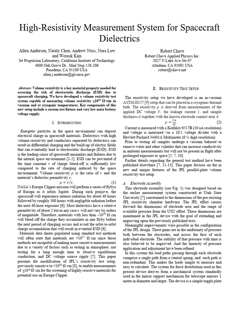 Andersen Et Al High Resistivity Measurement System Spacecraft ...