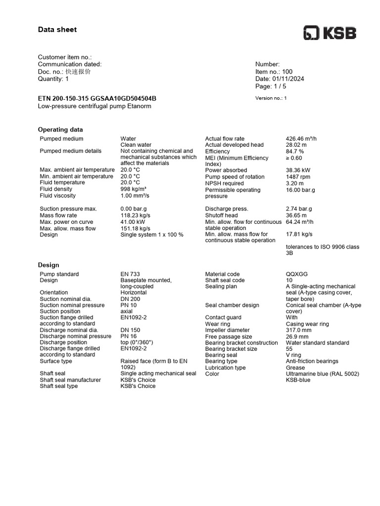24.11.01.etn 150-150-315 GG 45KW DS | PDF | Pump | Bearing (Mechanical)