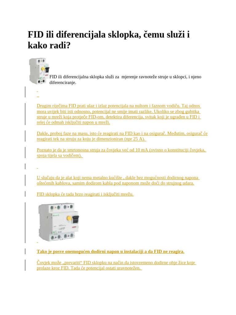 FID Ili Diferencijala Sklopka | PDF