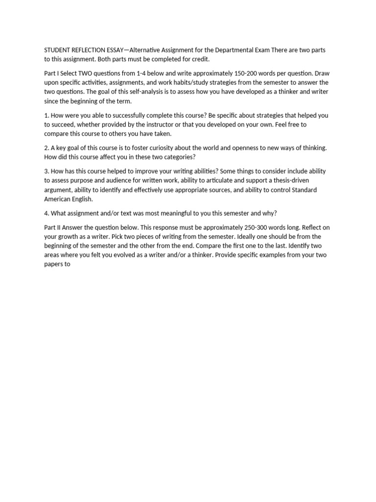 Student Reflection Essay | PDF