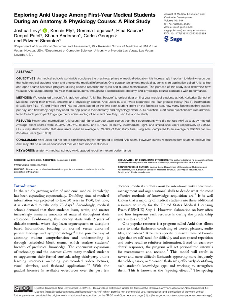 Exploring Anki Usage Among First-Year Medical Stud | PDF | Medical ...
