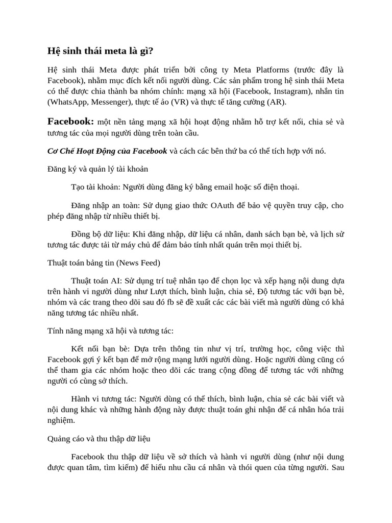 Hệ sinh thái Meta nhóm 3 | PDF