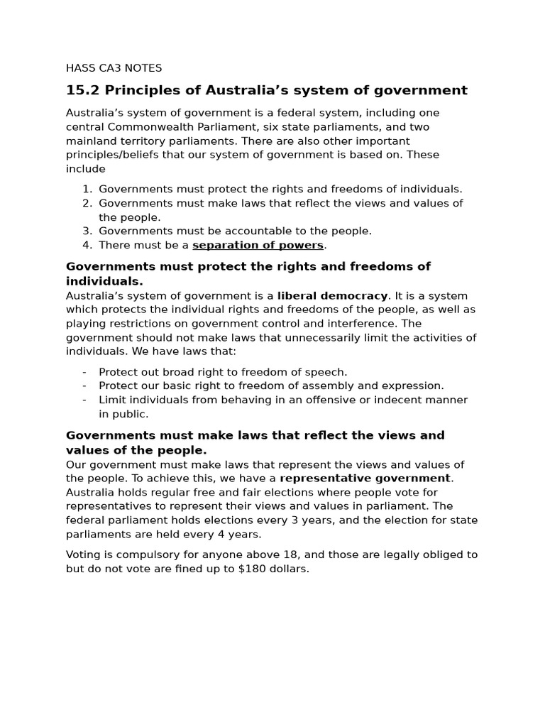 HASS CA3 NOTES SHEET | PDF | States And Territories Of Australia ...
