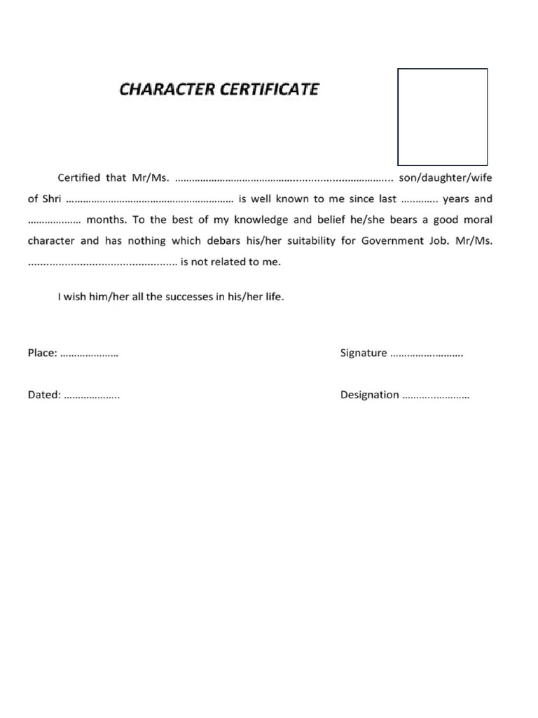 Characters Cert. | PDF