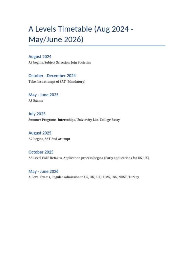 A Levels Timetable | PDF | Career & Growth | Technology & Engineering