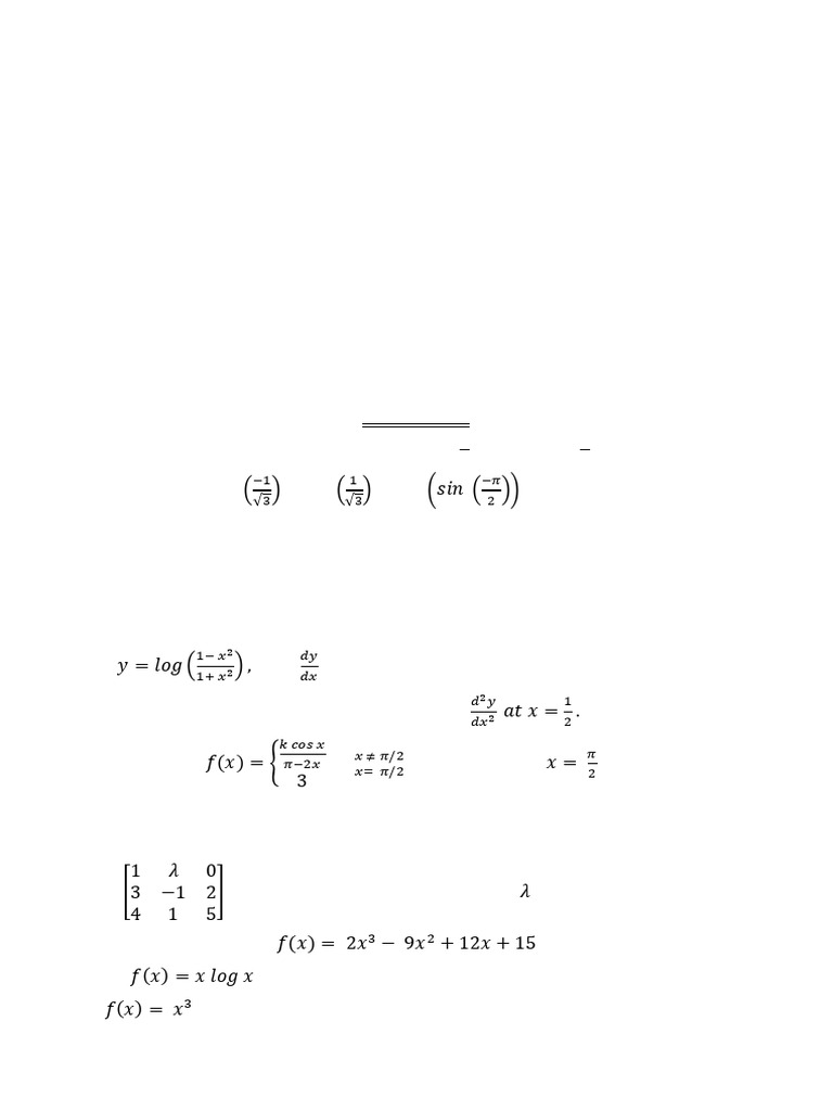 ANGELS PUBLIC SCHOOL Class 12th | PDF | Matrix (Mathematics) | Operator Theory
