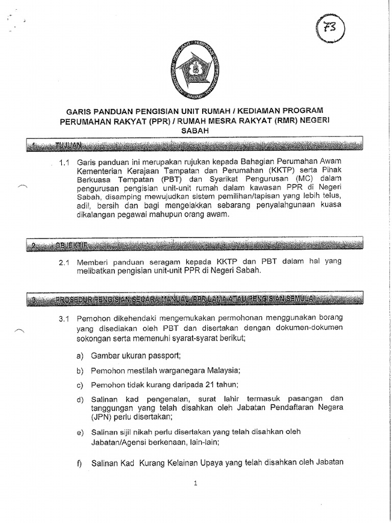 Garis Panduan Pemilihan Rumah PPR | PDF