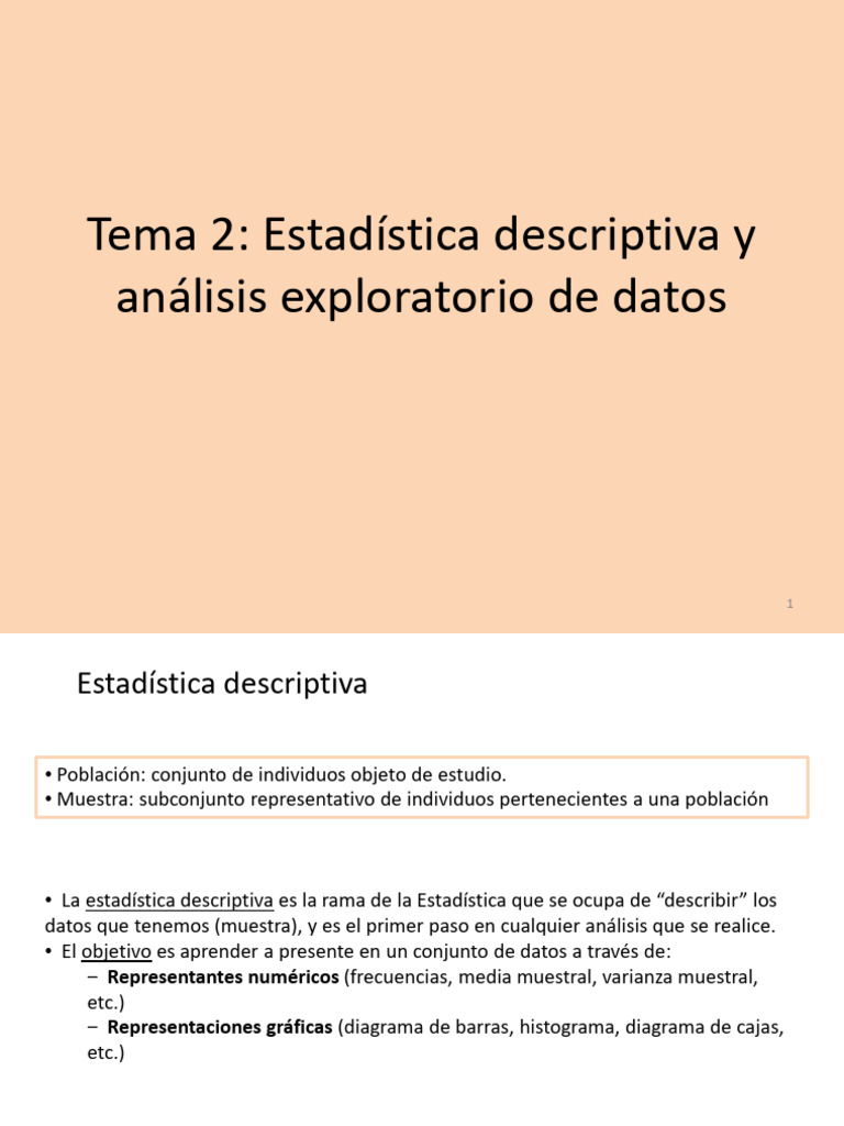 Tema 2 Estadísticas Descriptivas y Análisis Exploratorio de Datos. | PDF | Estadísticas ...