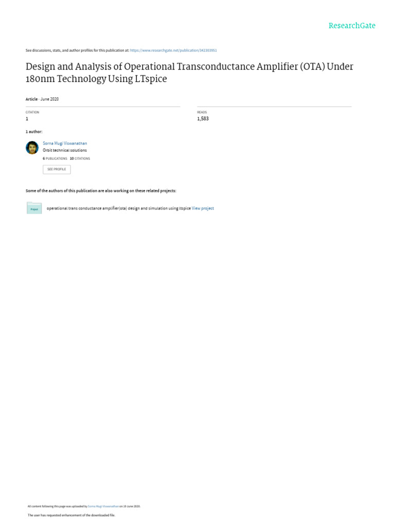 Design and Analysis of Operational Transconductance Amplifier (Ota ...
