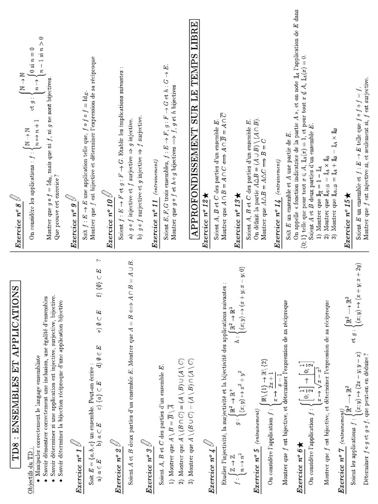 TD8 Ensembles Et Applications ELEVE | PDF
