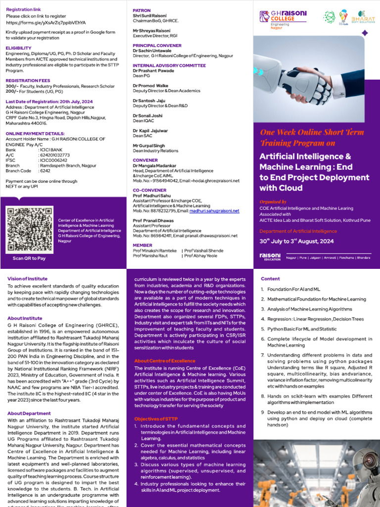 One Week Online Short Term Training Program On AIML End To End Project Deployment With Cloud | PDF