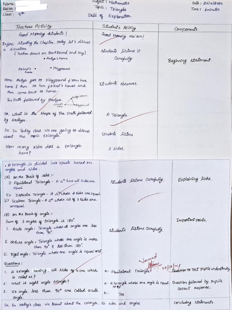 Skill of Explanation Mathematics Triangle | PDF