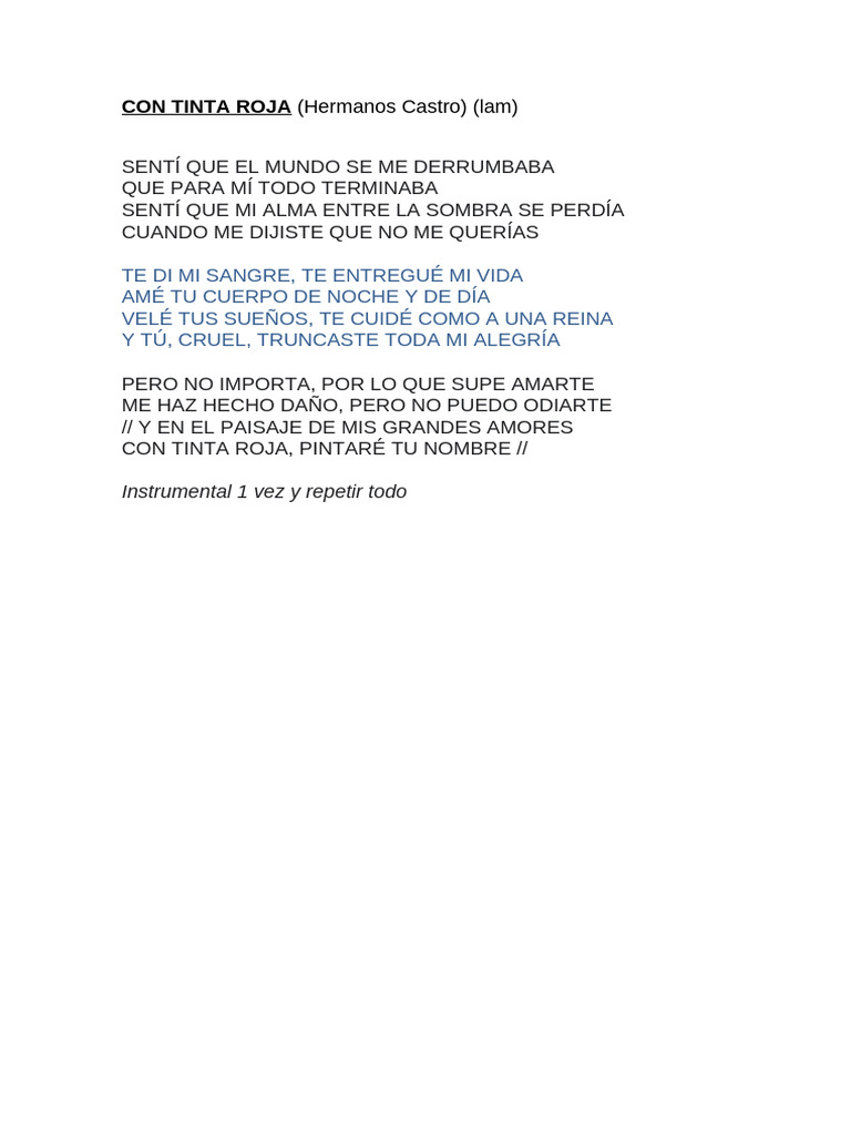 Los Hermanos Castro - Con Tinta Roja | PDF