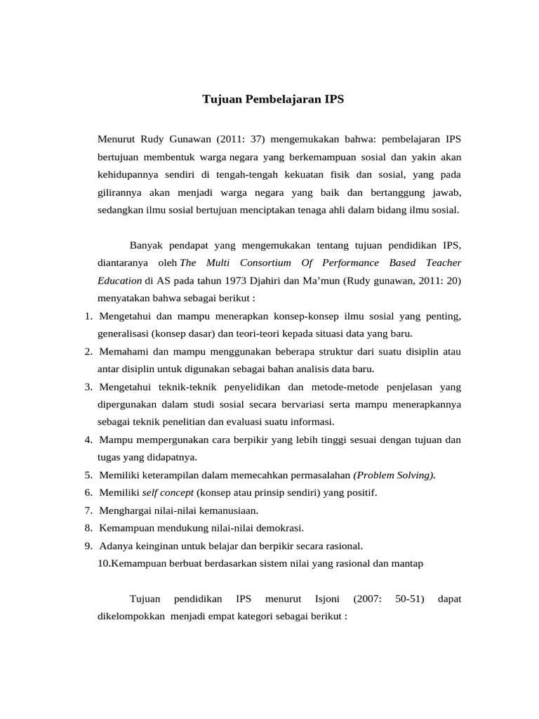 Tujuan Pembelajaran IPS | PDF | Karier & Perkembangan | Sains & Matematika