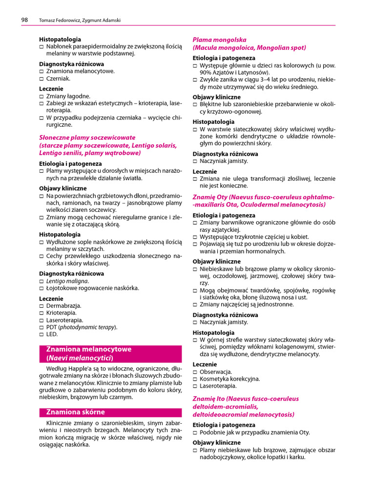 Znamiona Melanocytowe : Naevi Melanocytici | PDF