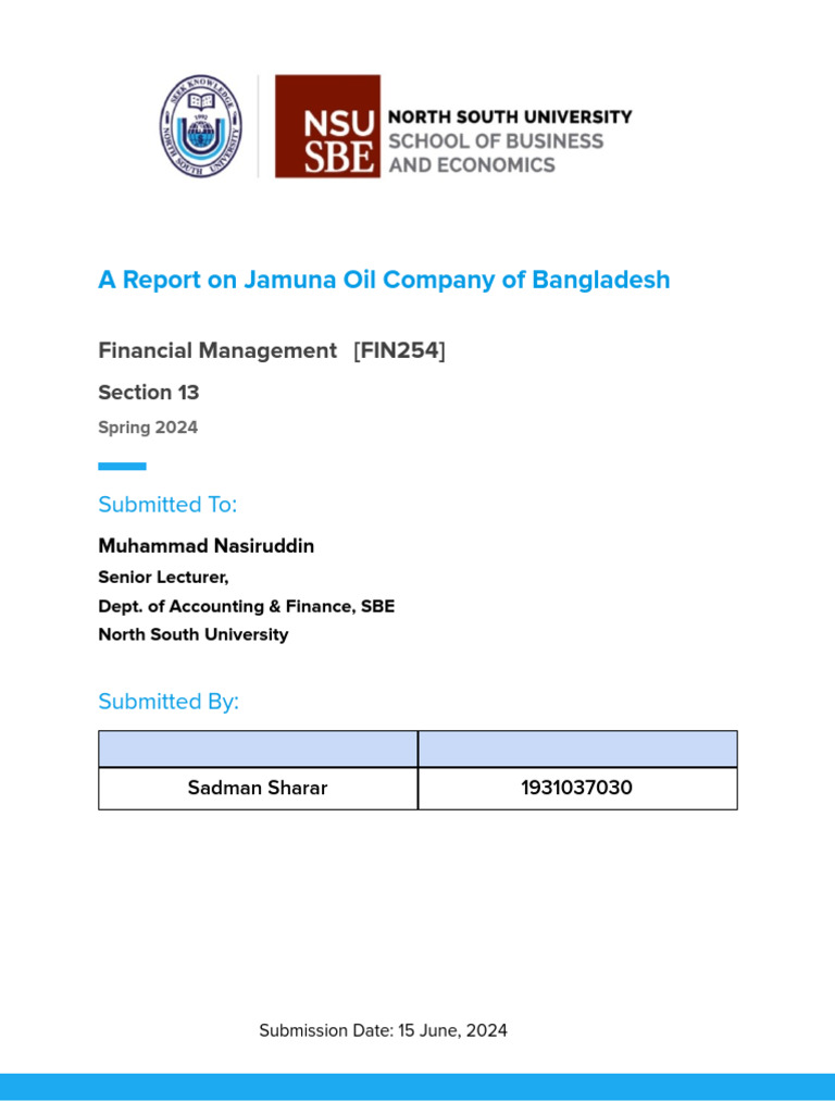 Jamuna Oil Company-Sec13 - Sadman Sharar | PDF | Financial Economics ...