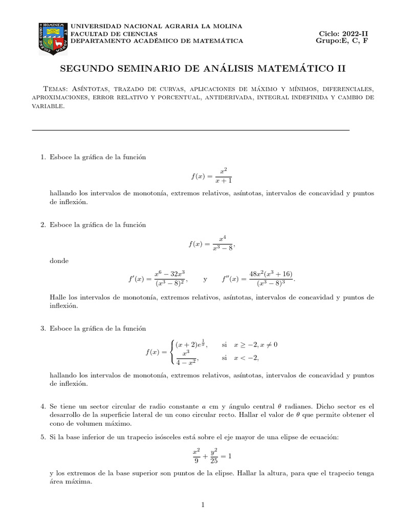 Segundo Seminario de An Alisis Matem Atico Ii | PDF | Conceptos matemáticos | Análisis matemático
