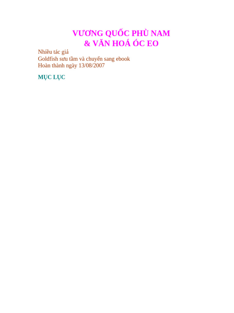 Vuong Quoc Phu Nam Va Van Hoa Oc Eo Nhieu Tac Gia | PDF