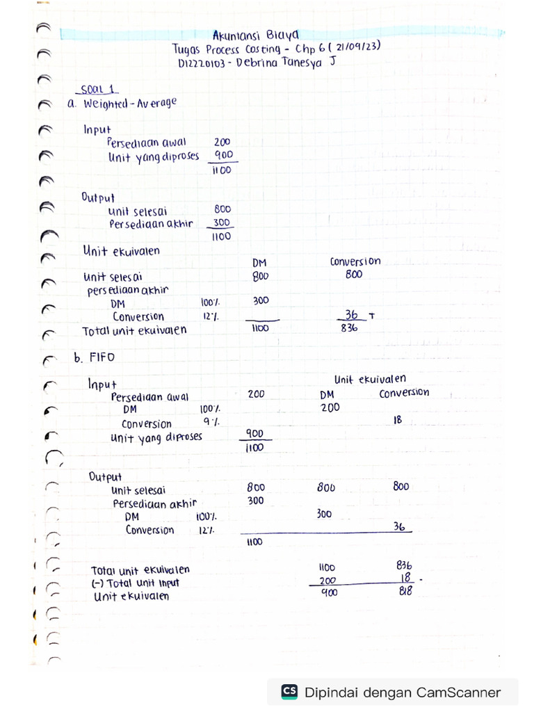 Tugas Process Costing | PDF