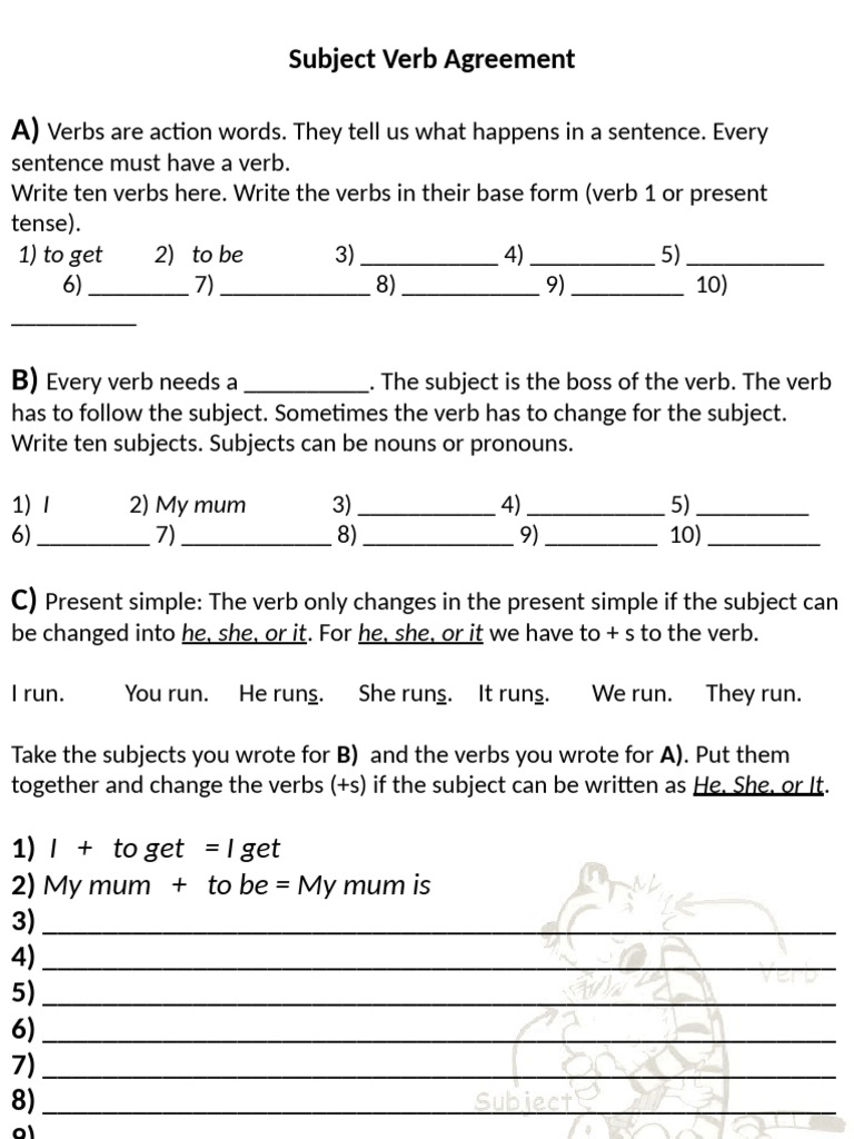 Worksheet - Subject-Verb Agreement | PDF
