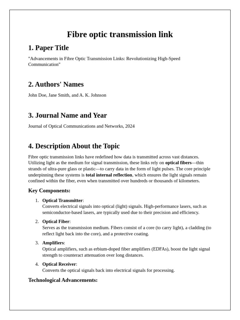 Fibre Optic Transmission Link | PDF | Wavelength Division Multiplexing ...