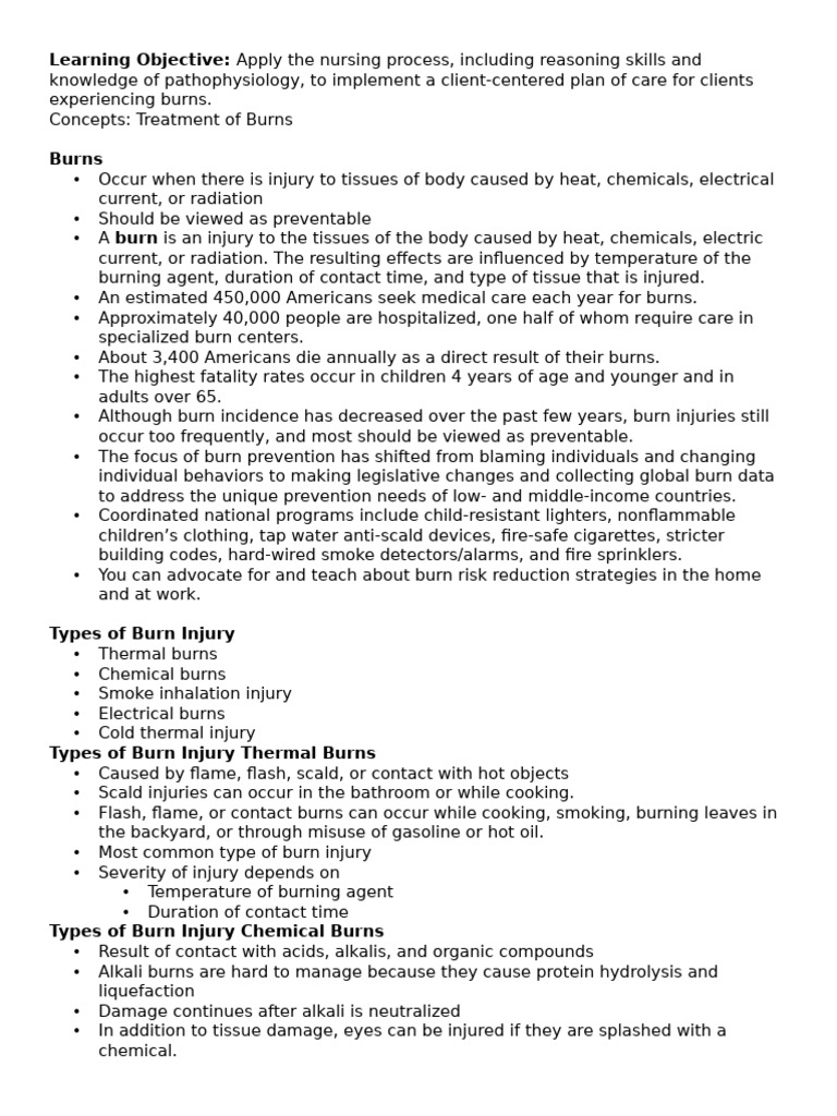 Burn Outline | PDF | Burn | Shock (Circulatory)