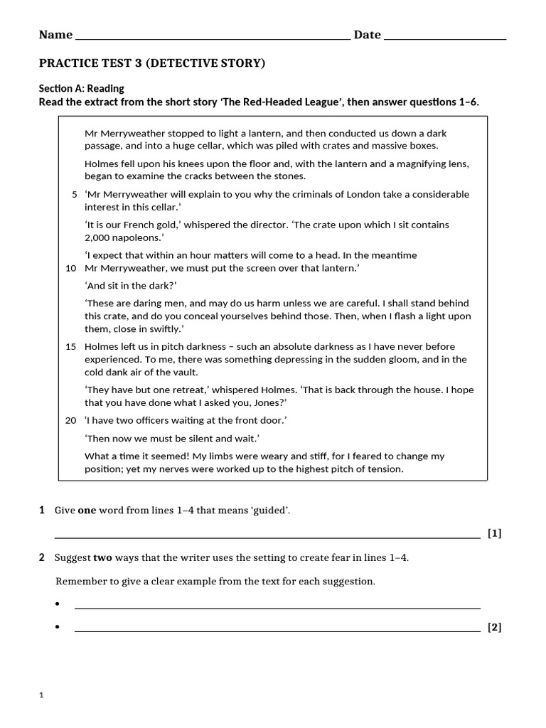 Detective Story Practice Test | PDF | History | General Fiction