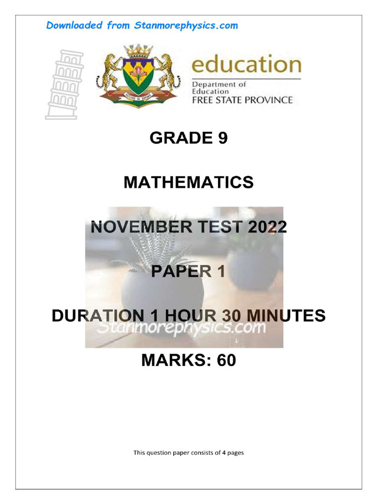 FS Maths Grade 9 November 2022 P1 and Memo | PDF