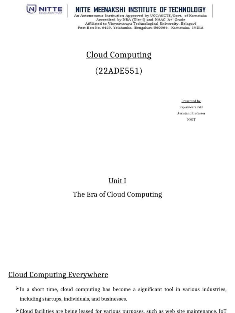 Cloud Computing Unit 1 | PDF | Cloud Computing | Platform As A Service