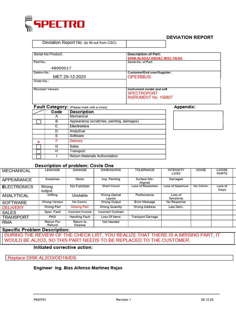Deviation Report - QDR - Disk Al203 | PDF | Computing