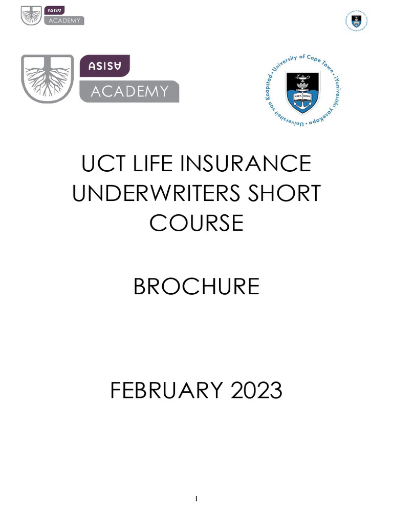 UCT Life Insurance Underwriters Course | PDF | Insurance | Underwriting