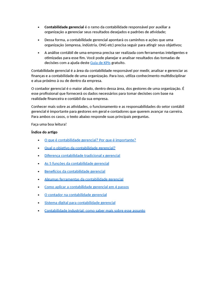 Contabilidade Gerencial | PDF | Contabilidade | Planejamento de ...