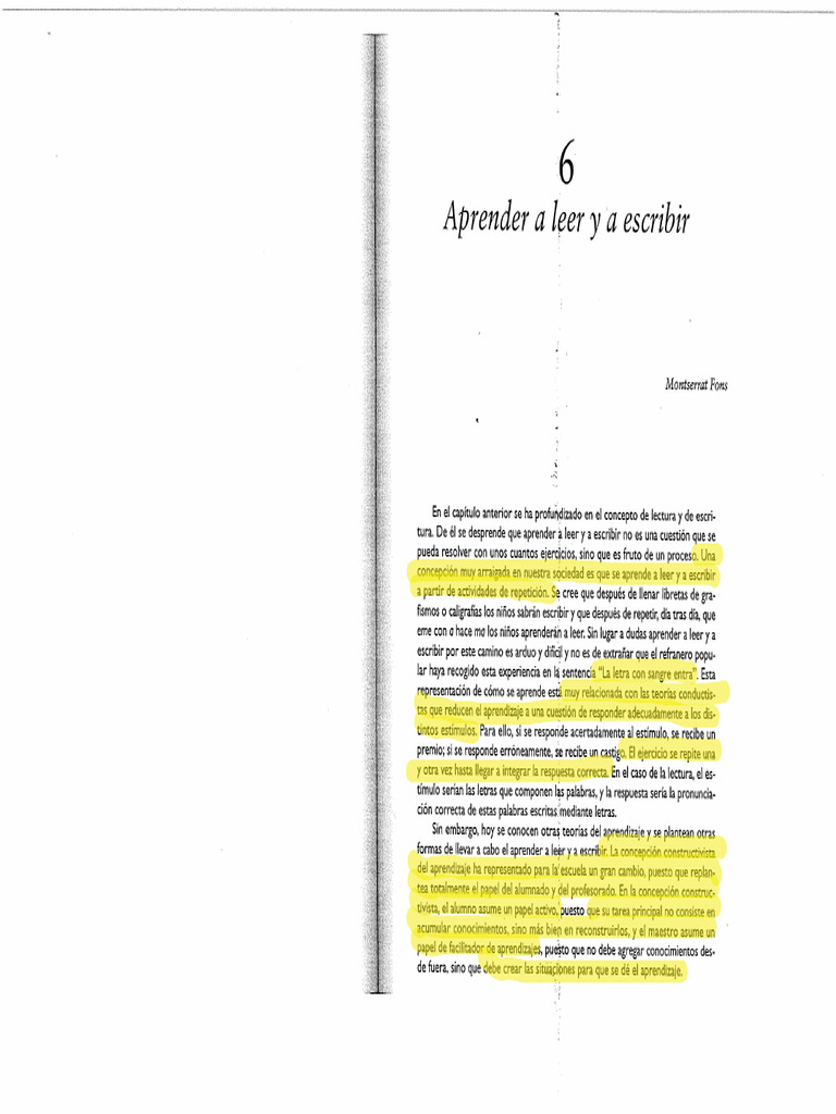 LECTURA - Aprender A Leer y Escribir. M. Fons | PDF